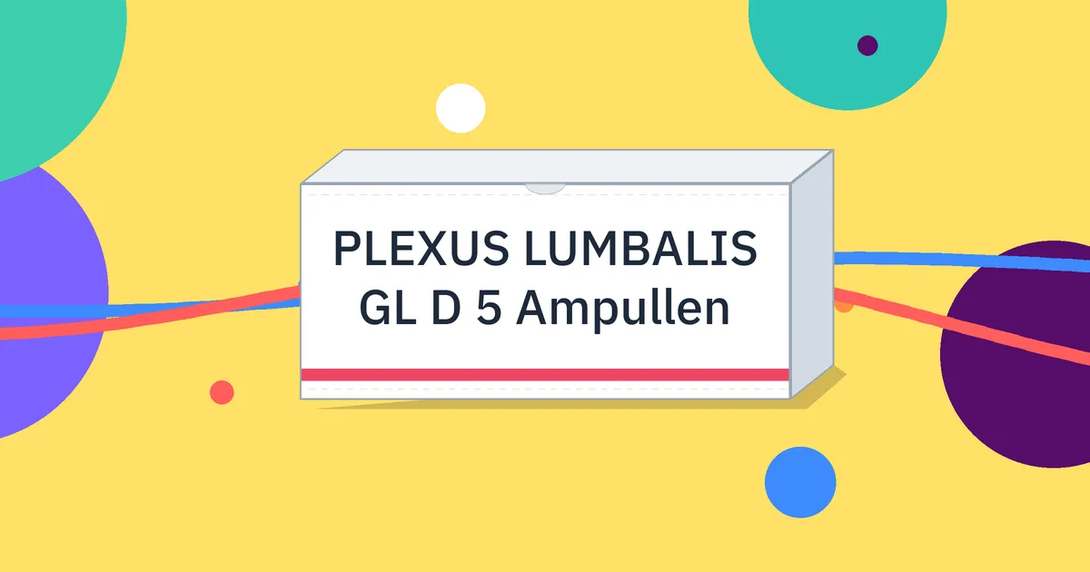 Symbolbild: Packung mit der Aufschrift PLEXUS LUMBALIS GL D 5 Ampullen (PZN 02951113) – Verfügbarkeit und Bezug in Apotheken in Frankfurt am Main