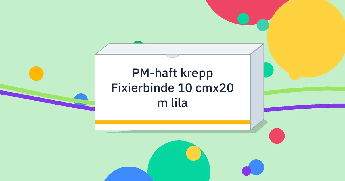 Symbolbild: Packung mit der Aufschrift PM-haft krepp Fixierbinde 10 cmx20 m lila (PZN 18846542) – Verfügbarkeit und Bezug in Apotheken in Frankfurt am Main