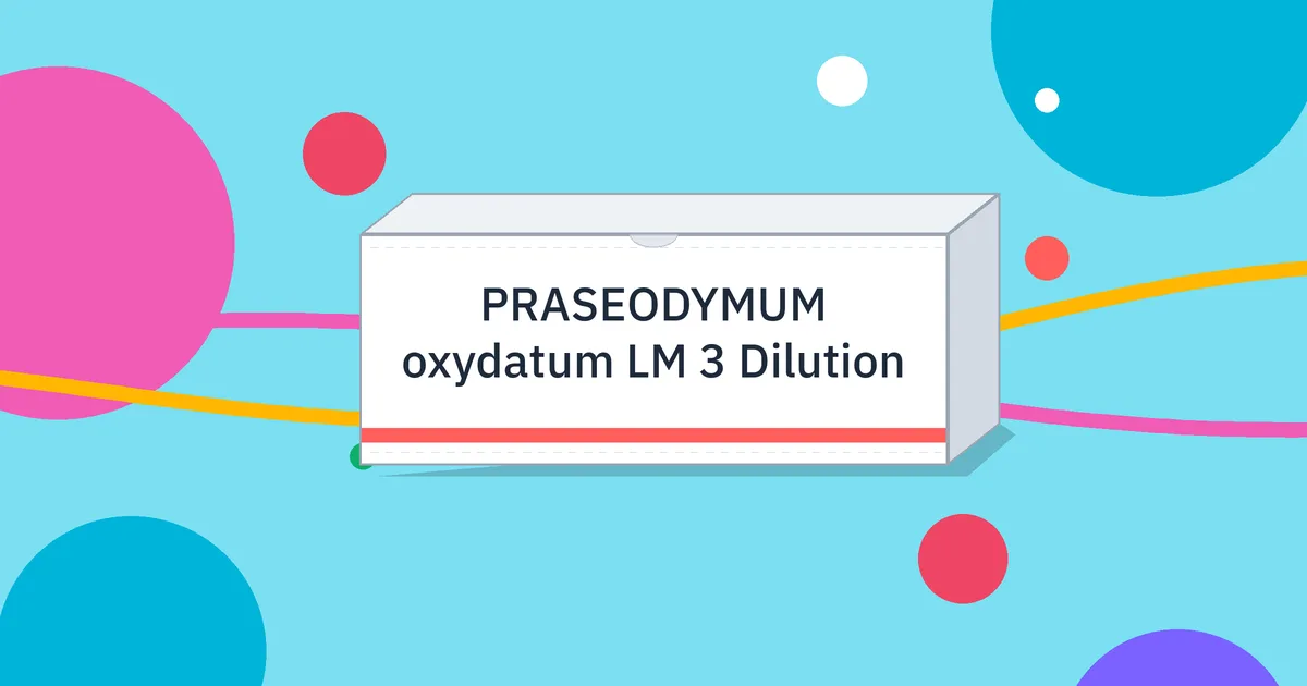 Symbolbild: Packung mit der Aufschrift PRASEODYMUM oxydatum LM 3 Dilution (PZN 13666462) – Verfügbarkeit und Bezug in Apotheken in Frankfurt am Main