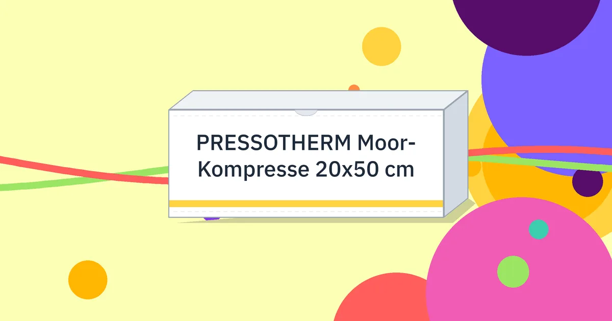 Symbolbild: Packung mit der Aufschrift PRESSOTHERM Moor-Kompresse 20x50 cm (PZN 09920156) – Verfügbarkeit und Bezug in Apotheken in Frankfurt am Main