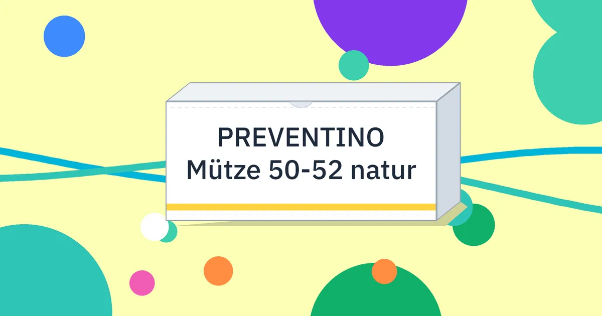 Symbolbild: Packung mit der Aufschrift PREVENTINO Mütze 50-52 natur (PZN 12447278) – Verfügbarkeit und Bezug in Apotheken in Frankfurt am Main