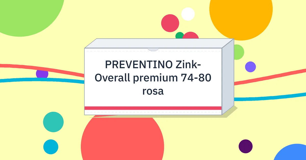 Symbolbild: Packung mit der Aufschrift PREVENTINO Zink-Overall premium 74-80 rosa (PZN 12446617) – Verfügbarkeit und Bezug in Apotheken in Frankfurt am Main