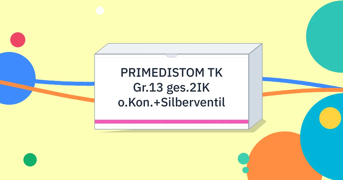 Symbolbild: Packung mit der Aufschrift PRIMEDISTOM TK Gr.13 ges.2IK o.Kon.+Silberventil (PZN 10229838) – Verfügbarkeit und Bezug in Apotheken in Frankfurt am Main