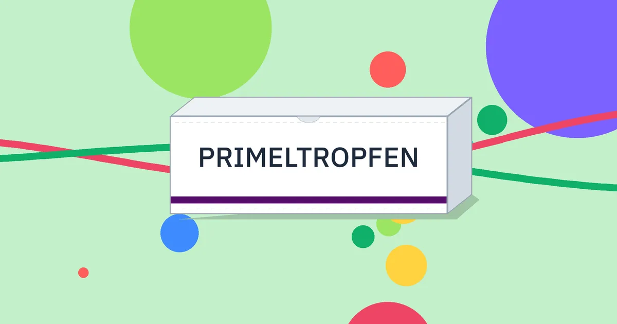 Symbolbild: Packung mit der Aufschrift PRIMELTROPFEN (PZN 11052997) – Verfügbarkeit und Bezug in Apotheken in Frankfurt am Main