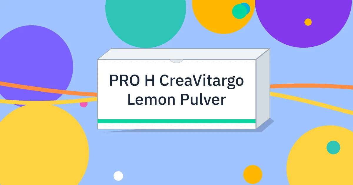 Symbolbild: Packung mit der Aufschrift PRO H CreaVitargo Lemon Pulver (PZN 07681724) – Verfügbarkeit und Bezug in Apotheken in Frankfurt am Main