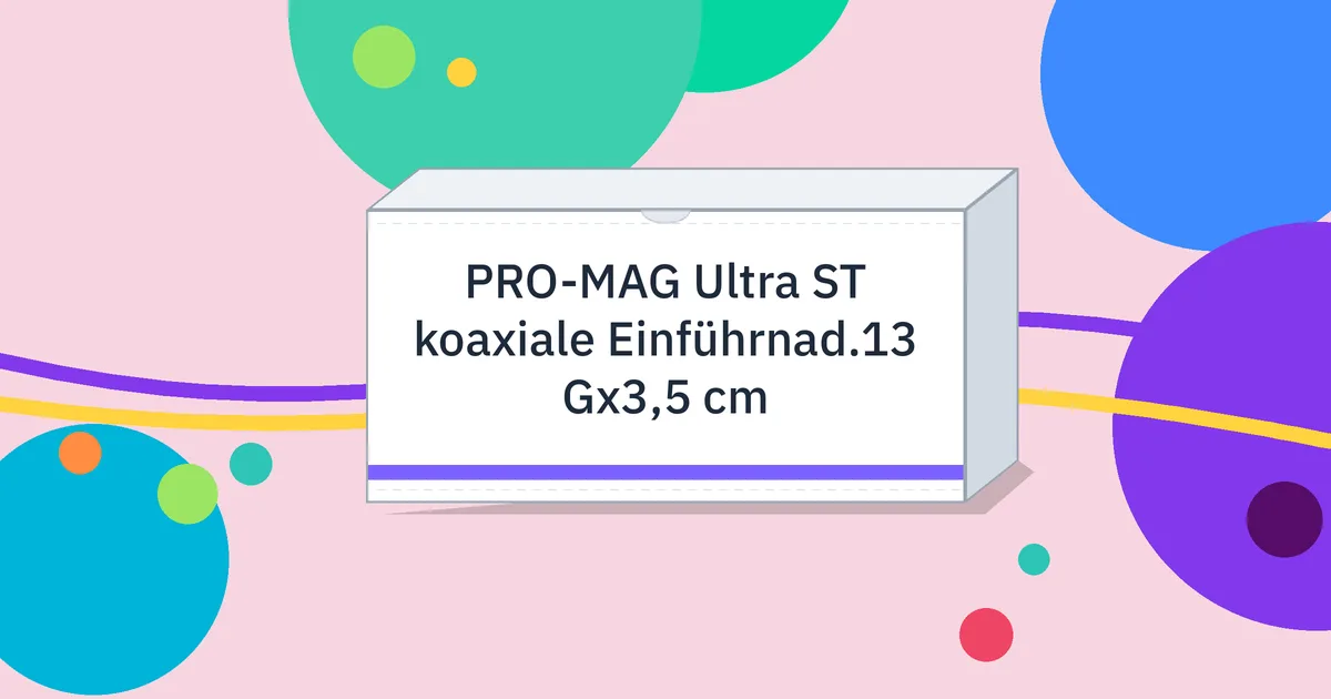 Symbolbild: Packung mit der Aufschrift PRO-MAG Ultra ST koaxiale Einführnad.13 Gx3,5 cm (PZN 06768794) – Verfügbarkeit und Bezug in Apotheken in Frankfurt am Main