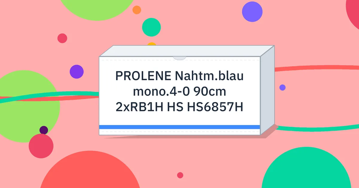 Symbolbild: Packung mit der Aufschrift PROLENE Nahtm.blau mono.4-0 90cm 2xRB1H HS HS6857H (PZN 20896122) – Verfügbarkeit und Bezug in Apotheken in Frankfurt am Main
