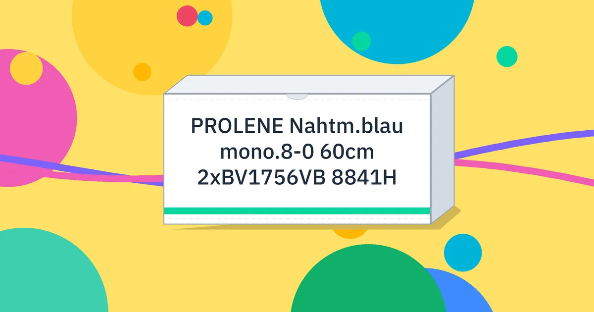 Symbolbild: Packung mit der Aufschrift PROLENE Nahtm.blau mono.8-0 60cm 2xBV1756VB 8841H (PZN 20855407) – Verfügbarkeit und Bezug in Apotheken in Frankfurt am Main