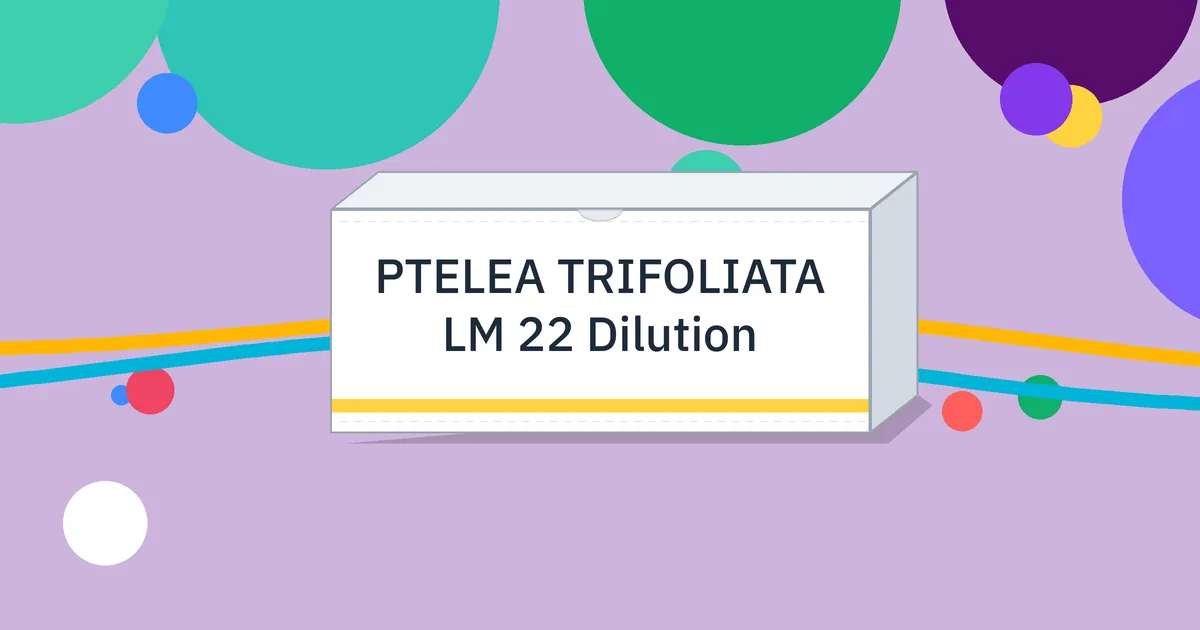 Symbolbild: Packung mit der Aufschrift PTELEA TRIFOLIATA LM 22 Dilution (PZN 13670452) – Verfügbarkeit und Bezug in Apotheken in Frankfurt am Main