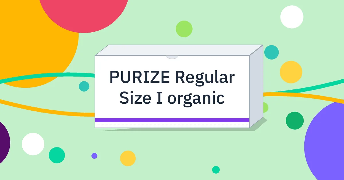 Symbolbild: Packung mit der Aufschrift PURIZE Regular Size I organic (PZN 20294512) – Verfügbarkeit und Bezug in Apotheken in Frankfurt am Main