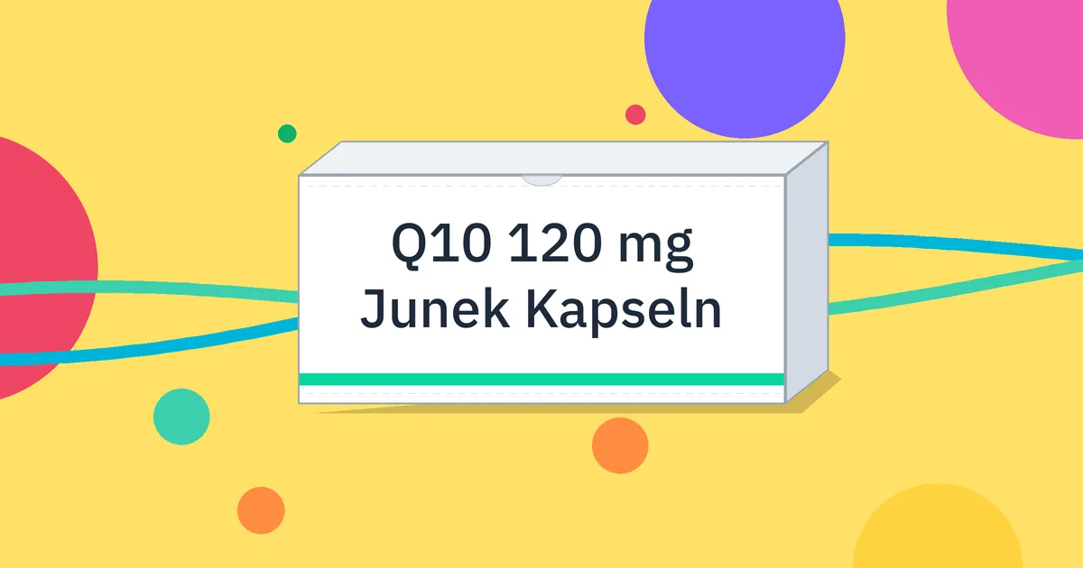Symbolbild: Packung mit der Aufschrift Q10 120 mg Junek Kapseln (PZN 09720575) – Verfügbarkeit und Bezug in Apotheken in Frankfurt am Main