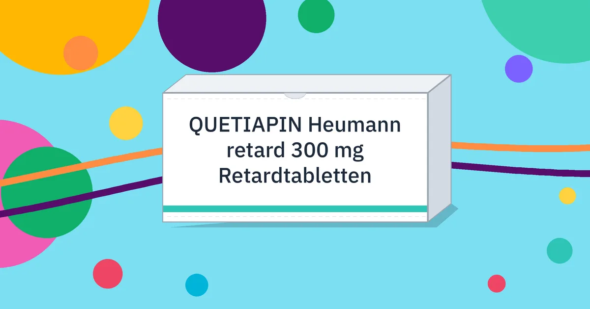 Symbolbild: Packung mit der Aufschrift QUETIAPIN Heumann retard 300 mg Retardtabletten (PZN 09237838) – Verfügbarkeit und Bezug in Apotheken in Frankfurt am Main