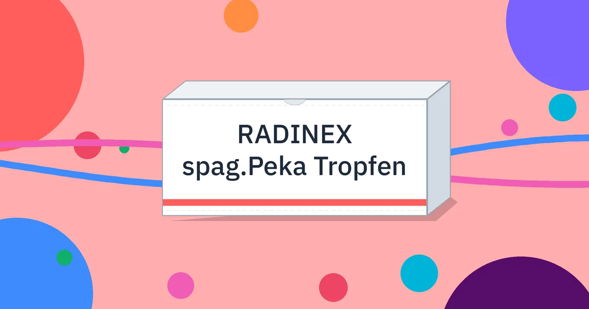 Symbolbild: Packung mit der Aufschrift RADINEX spag.Peka Tropfen (PZN 09213499) – Verfügbarkeit und Bezug in Apotheken in Frankfurt am Main