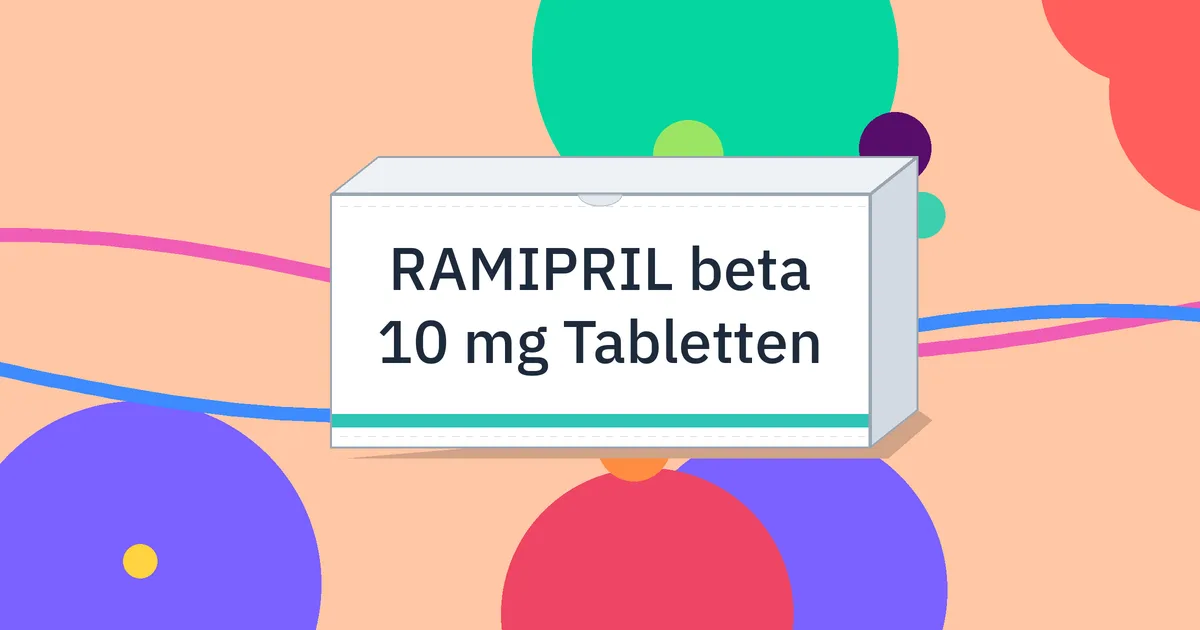 Symbolbild: Packung mit der Aufschrift RAMIPRIL beta 10 mg Tabletten (PZN 00844577) – Verfügbarkeit und Bezug in Apotheken in Frankfurt am Main