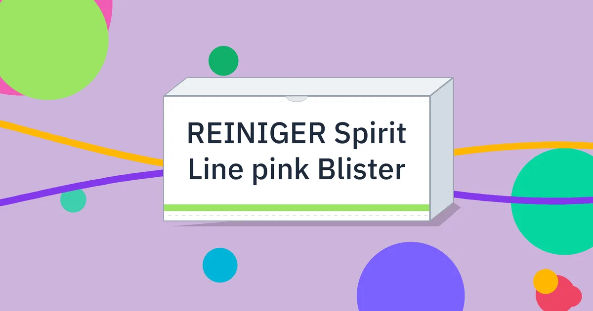Symbolbild: Packung mit der Aufschrift REINIGER Spirit Line pink Blister (PZN 01589288) – Verfügbarkeit und Bezug in Apotheken in Frankfurt am Main