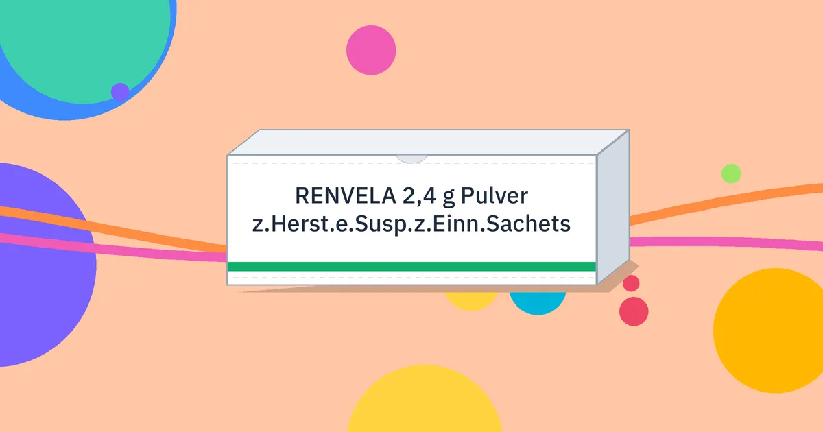 Symbolbild: Packung mit der Aufschrift RENVELA 2,4 g Pulver z.Herst.e.Susp.z.Einn.Sachets (PZN 10962728) – Verfügbarkeit und Bezug in Apotheken in Frankfurt am Main