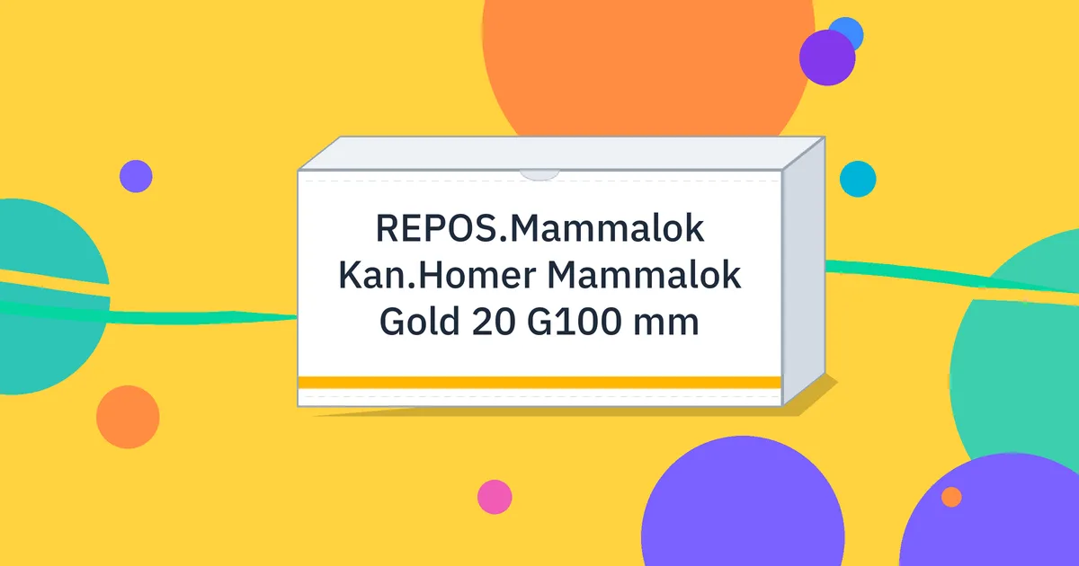 Symbolbild: Packung mit der Aufschrift REPOS.Mammalok Kan.Homer Mammalok Gold 20 G100 mm (PZN 07097706) – Verfügbarkeit und Bezug in Apotheken in Frankfurt am Main