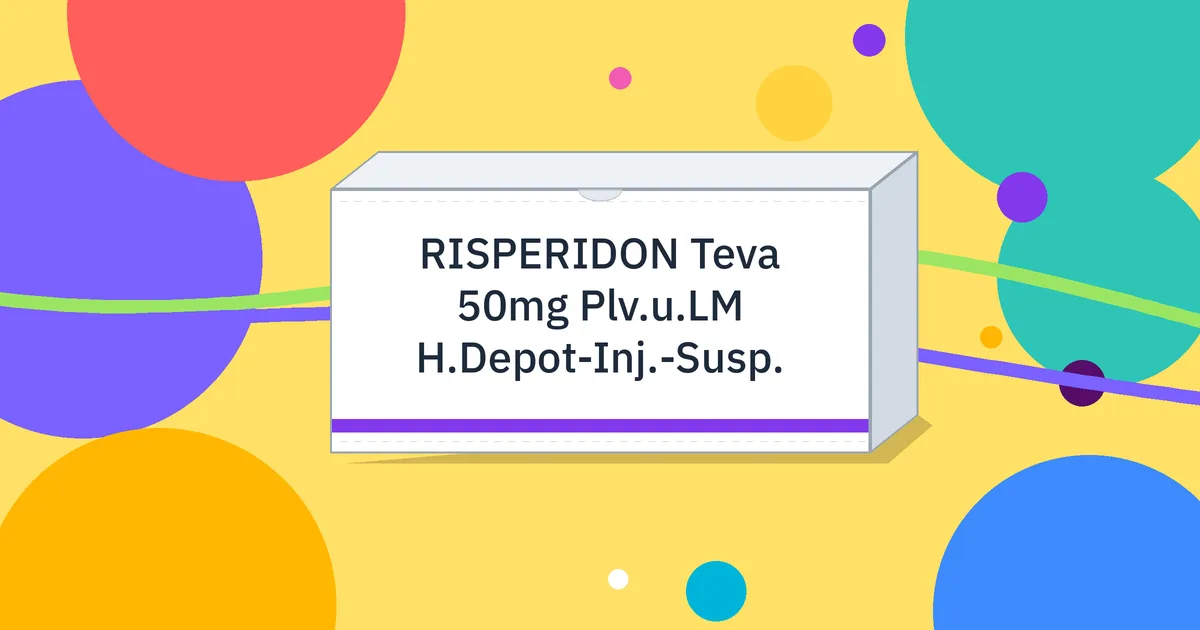 Symbolbild: Packung mit der Aufschrift RISPERIDON Teva 50mg Plv.u.LM H.Depot-Inj.-Susp. (PZN 19229633) – Verfügbarkeit und Bezug in Apotheken in Frankfurt am Main