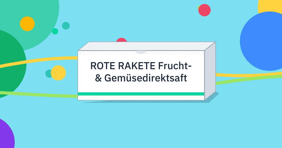 Symbolbild: Packung mit der Aufschrift ROTE RAKETE Frucht- & Gemüsedirektsaft (PZN 17636417) – Verfügbarkeit und Bezug in Apotheken in Frankfurt am Main
