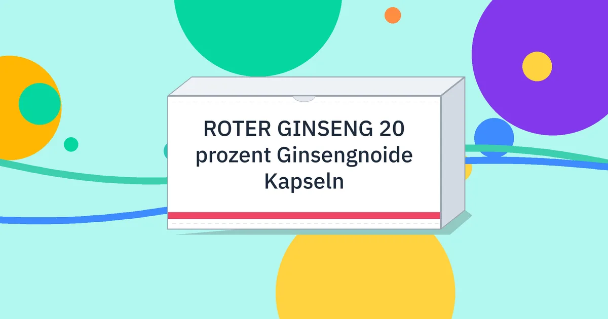 Symbolbild: Packung mit der Aufschrift ROTER GINSENG 20 prozent Ginsengnoide Kapseln (PZN 10007380) – Verfügbarkeit und Bezug in Apotheken in Frankfurt am Main