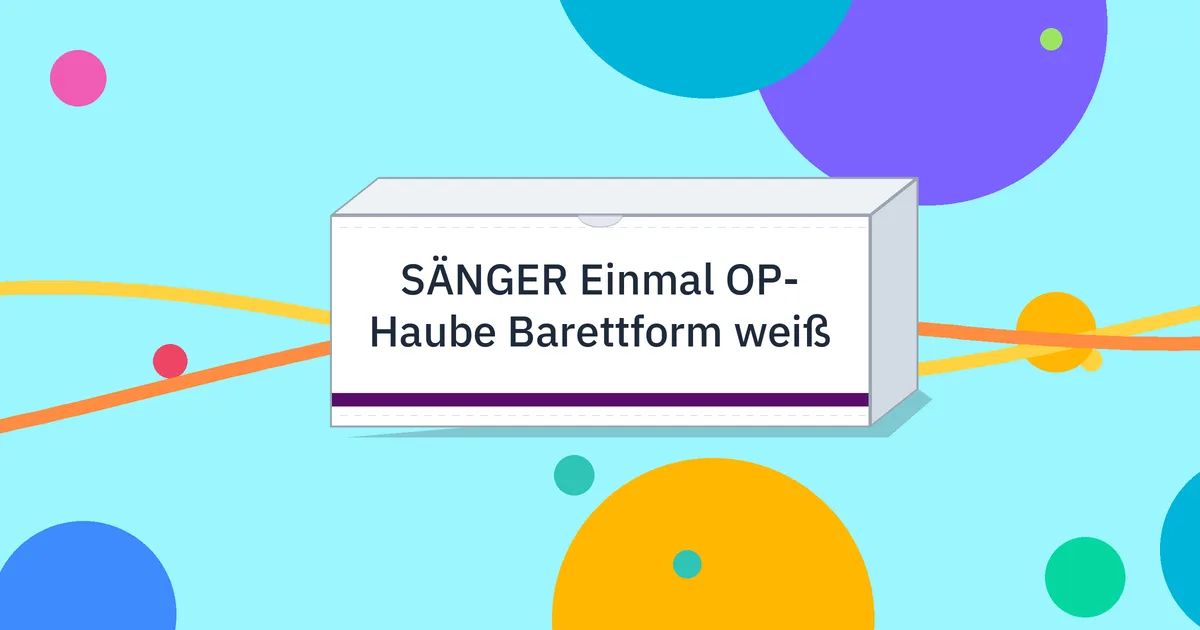 Symbolbild: Packung mit der Aufschrift SÄNGER Einmal OP-Haube Barettform weiß (PZN 02190387) – Verfügbarkeit und Bezug in Apotheken in Frankfurt am Main