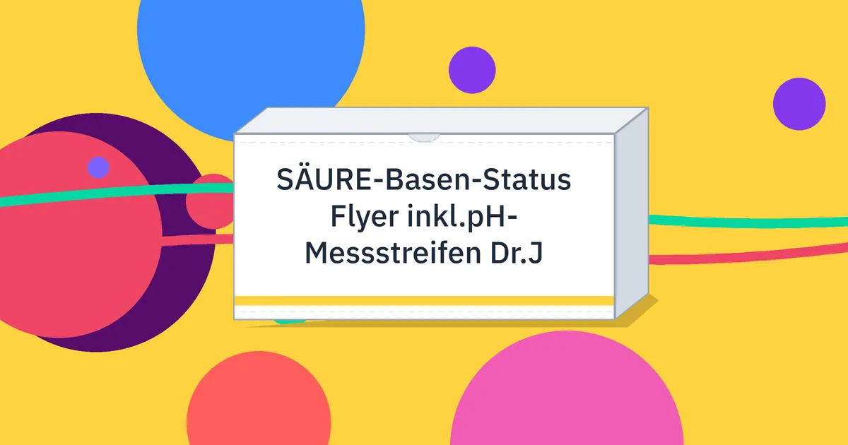 Symbolbild: Packung mit der Aufschrift SÄURE-Basen-Status Flyer inkl.pH-Messstreifen Dr.J (PZN 16384391) – Verfügbarkeit und Bezug in Apotheken in Frankfurt am Main