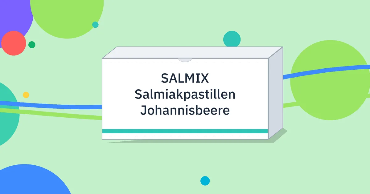 Symbolbild: Packung mit der Aufschrift SALMIX Salmiakpastillen Johannisbeere (PZN 20294133) – Verfügbarkeit und Bezug in Apotheken in Frankfurt am Main