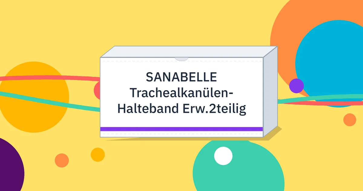 Symbolbild: Packung mit der Aufschrift SANABELLE Trachealkanülen-Halteband Erw.2teilig (PZN 18398523) – Verfügbarkeit und Bezug in Apotheken in Frankfurt am Main