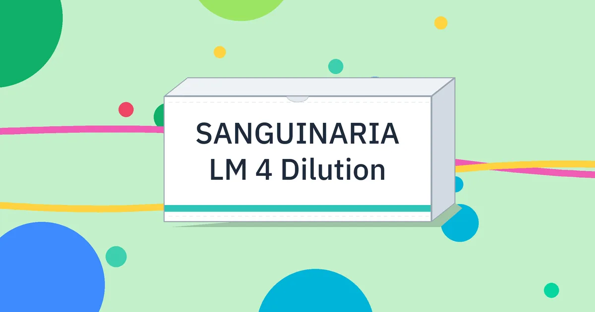 Symbolbild: Packung mit der Aufschrift SANGUINARIA LM 4 Dilution (PZN 13180788) – Verfügbarkeit und Bezug in Apotheken in Frankfurt am Main