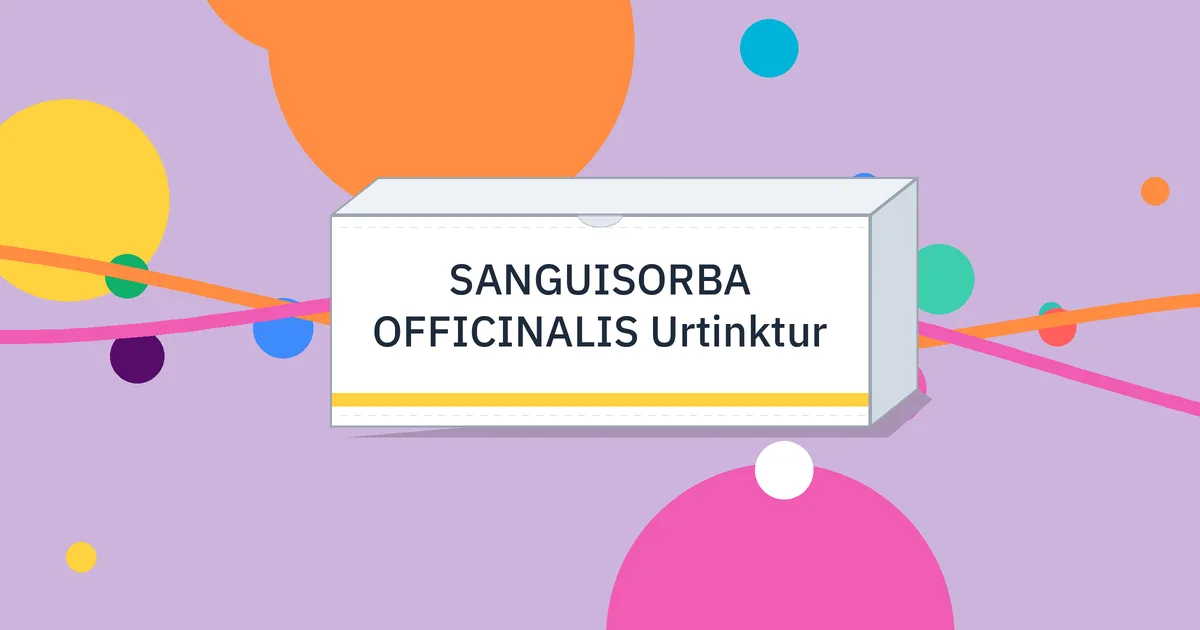 Symbolbild: Packung mit der Aufschrift SANGUISORBA OFFICINALIS Urtinktur (PZN 07179640) – Verfügbarkeit und Bezug in Apotheken in Frankfurt am Main