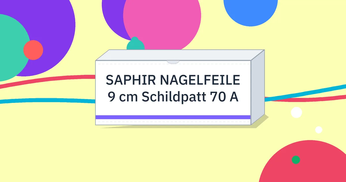Symbolbild: Packung mit der Aufschrift SAPHIR NAGELFEILE 9 cm Schildpatt 70 A (PZN 19283615) – Verfügbarkeit und Bezug in Apotheken in Frankfurt am Main