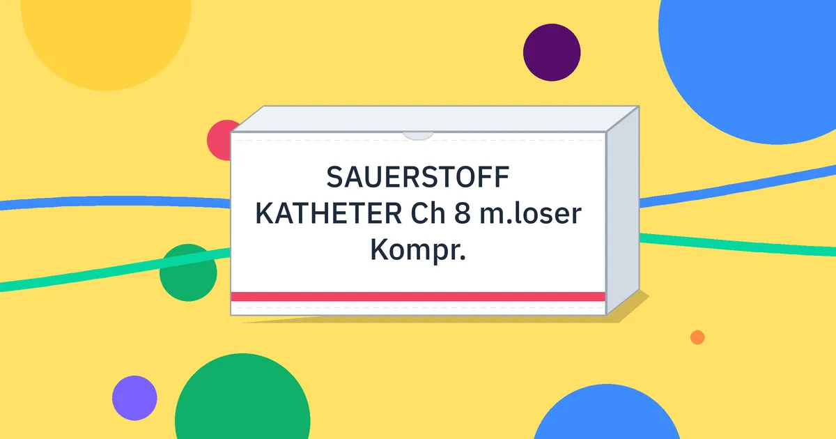 Symbolbild: Packung mit der Aufschrift SAUERSTOFF KATHETER Ch 8 m.loser Kompr. (PZN 07487318) – Verfügbarkeit und Bezug in Apotheken in Frankfurt am Main