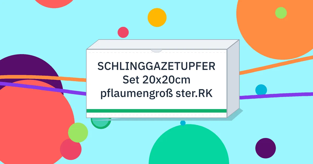 Symbolbild: Packung mit der Aufschrift SCHLINGGAZETUPFER Set 20x20cm pflaumengroß ster.RK (PZN 16145226) – Verfügbarkeit und Bezug in Apotheken in Frankfurt am Main