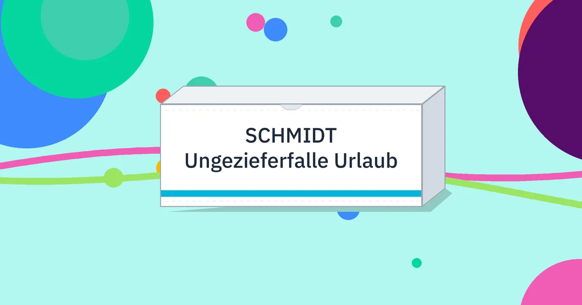 Symbolbild: Packung mit der Aufschrift SCHMIDT Ungezieferfalle Urlaub (PZN 00835101) – Verfügbarkeit und Bezug in Apotheken in Frankfurt am Main