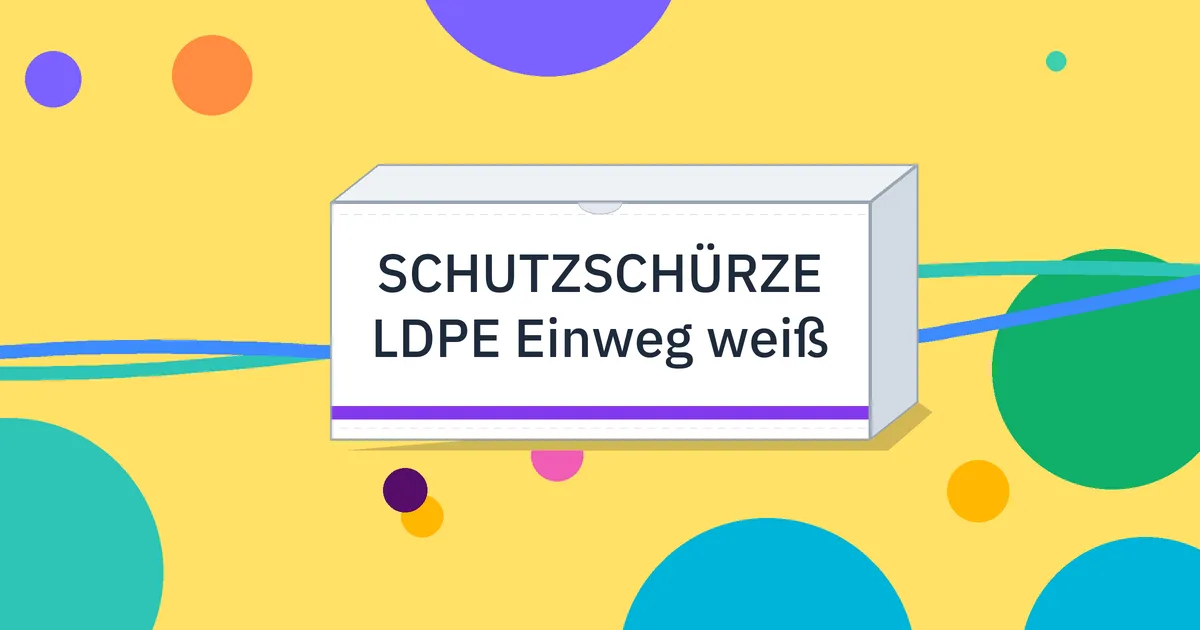 Symbolbild: Packung mit der Aufschrift SCHUTZSCHÜRZE LDPE Einweg weiß (PZN 18020664) – Verfügbarkeit und Bezug in Apotheken in Frankfurt am Main