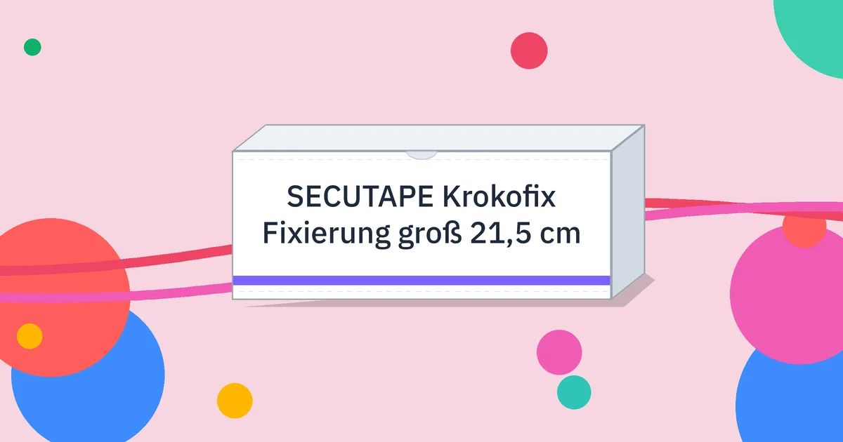 Symbolbild: Packung mit der Aufschrift SECUTAPE Krokofix Fixierung groß 21,5 cm (PZN 19980159) – Verfügbarkeit und Bezug in Apotheken in Frankfurt am Main