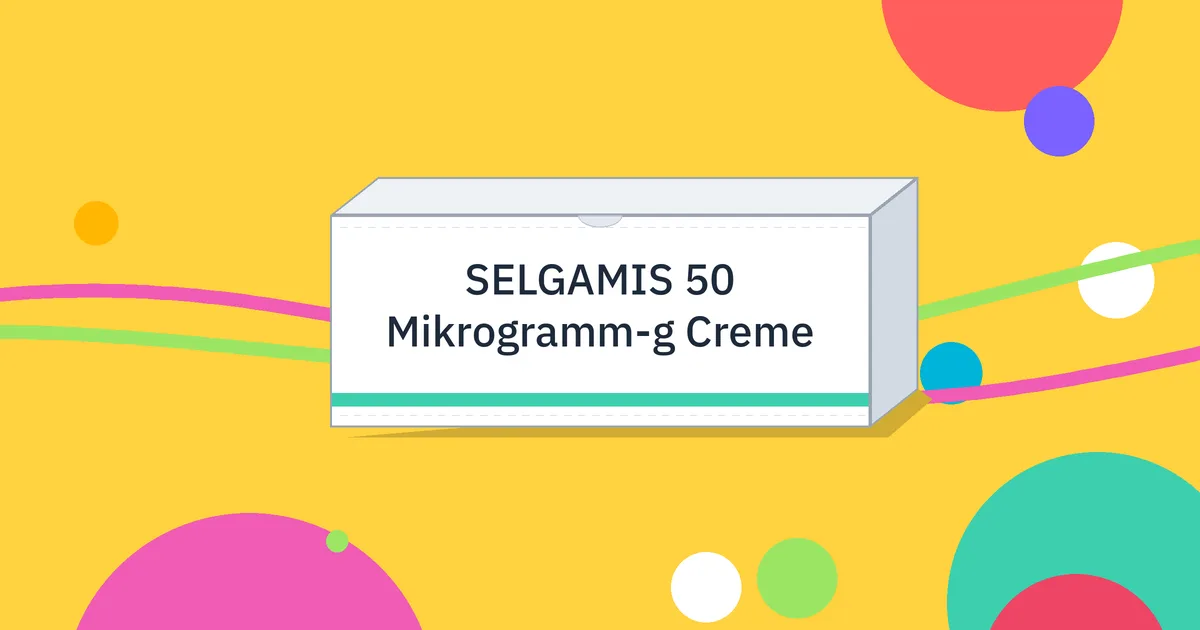 Symbolbild: Packung mit der Aufschrift SELGAMIS 50 Mikrogramm-g Creme (PZN 19902521) – Verfügbarkeit und Bezug in Apotheken in Frankfurt am Main