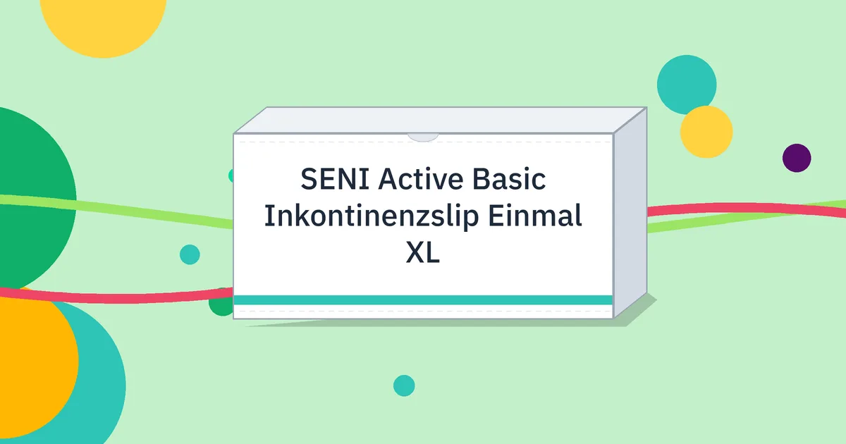 Symbolbild: Packung mit der Aufschrift SENI Active Basic Inkontinenzslip Einmal XL (PZN 18012386) – Verfügbarkeit und Bezug in Apotheken in Frankfurt am Main