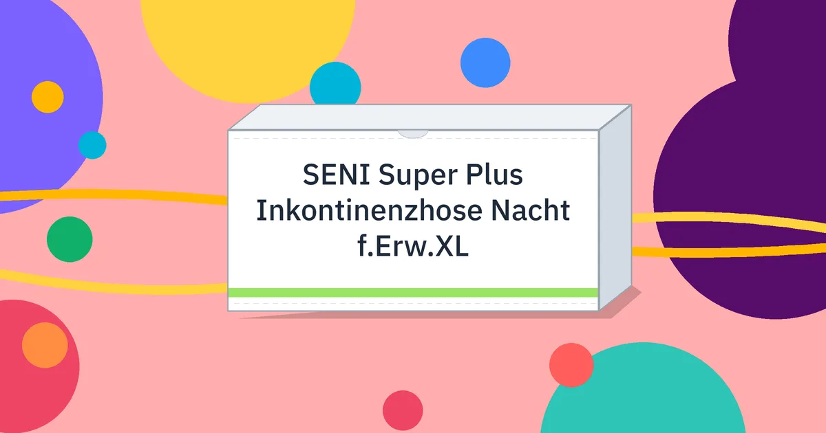 Symbolbild: Packung mit der Aufschrift SENI Super Plus Inkontinenzhose Nacht f.Erw.XL (PZN 10123100) – Verfügbarkeit und Bezug in Apotheken in Frankfurt am Main