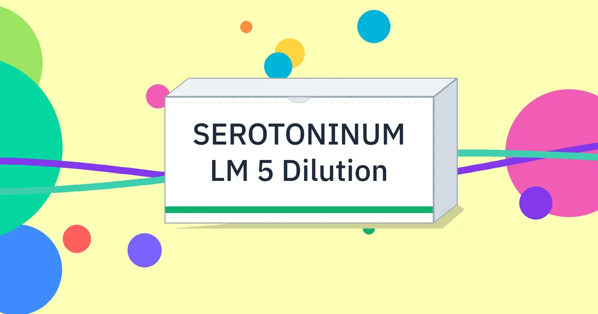 Symbolbild: Packung mit der Aufschrift SEROTONINUM LM 5 Dilution (PZN 13188784) – Verfügbarkeit und Bezug in Apotheken in Frankfurt am Main