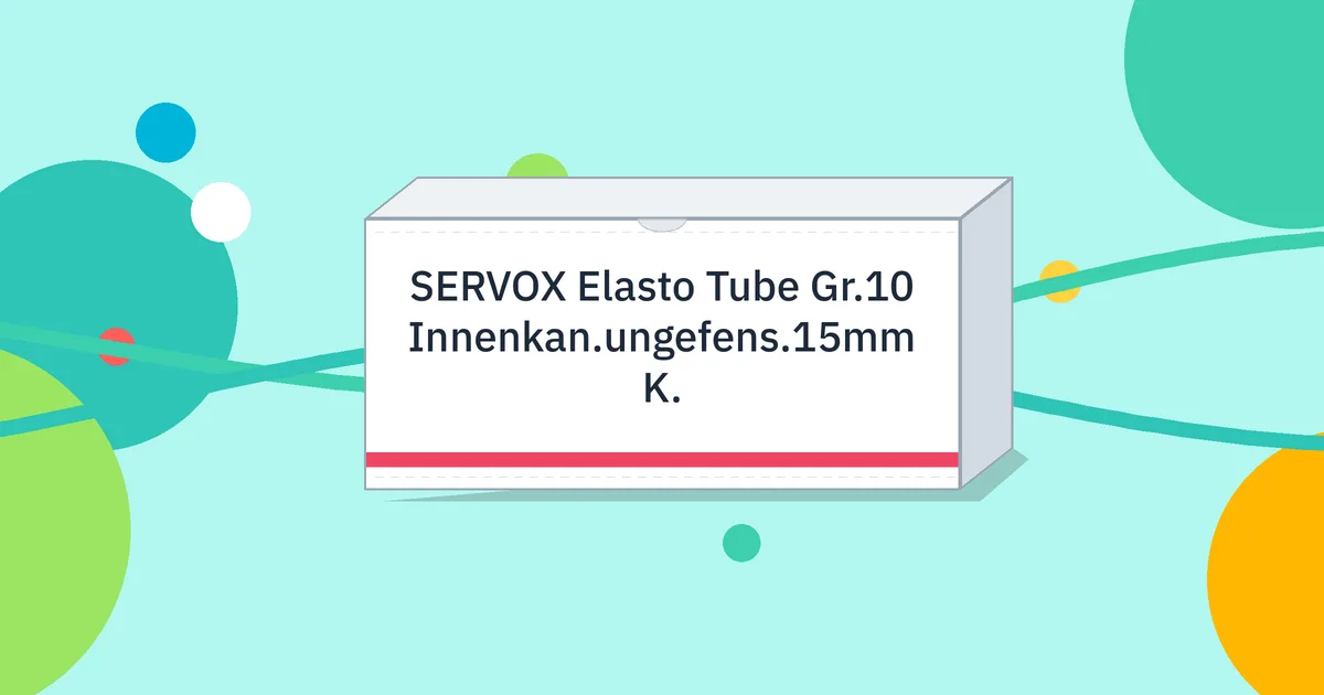 Symbolbild: Packung mit der Aufschrift SERVOX Elasto Tube Gr.10 Innenkan.ungefens.15mm K. (PZN 07424571) – Verfügbarkeit und Bezug in Apotheken in Frankfurt am Main
