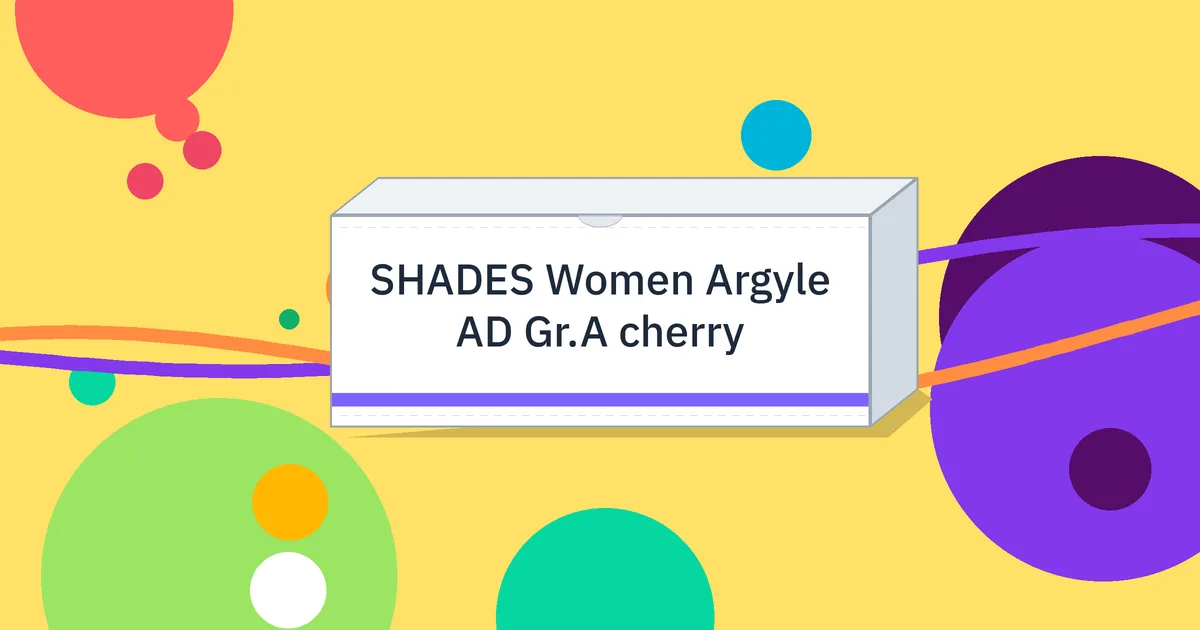 Symbolbild: Packung mit der Aufschrift SHADES Women Argyle AD Gr.A cherry (PZN 16992759) – Verfügbarkeit und Bezug in Apotheken in Frankfurt am Main