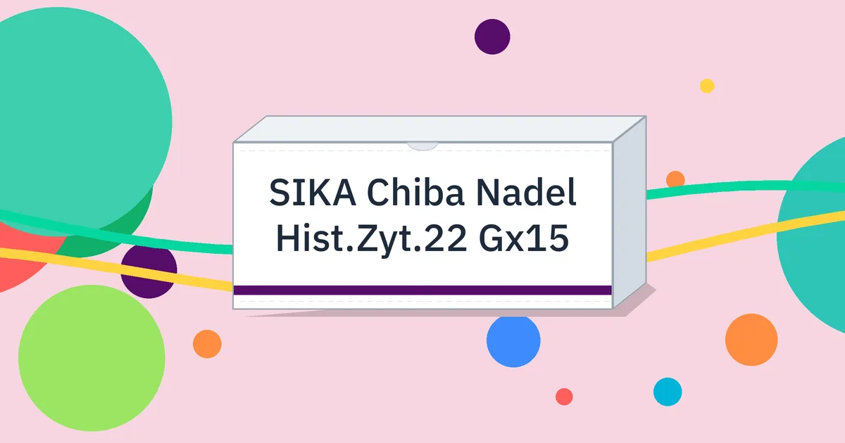 Symbolbild: Packung mit der Aufschrift SIKA Chiba Nadel Hist.Zyt.22 Gx15 (PZN 04164394) – Verfügbarkeit und Bezug in Apotheken in Frankfurt am Main