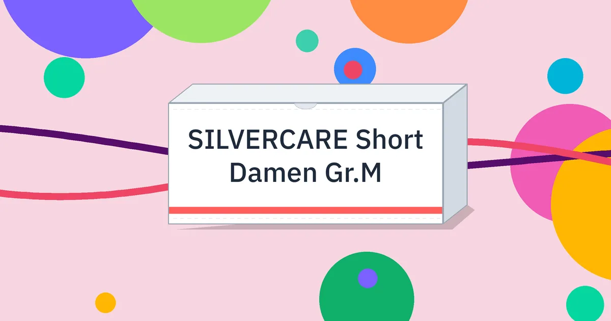 Symbolbild: Packung mit der Aufschrift SILVERCARE Short Damen Gr.M (PZN 09270853) – Verfügbarkeit und Bezug in Apotheken in Frankfurt am Main