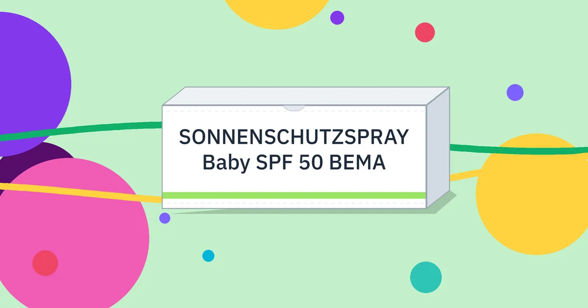 Symbolbild: Packung mit der Aufschrift SONNENSCHUTZSPRAY Baby SPF 50 BEMA (PZN 17529578) – Verfügbarkeit und Bezug in Apotheken in Frankfurt am Main