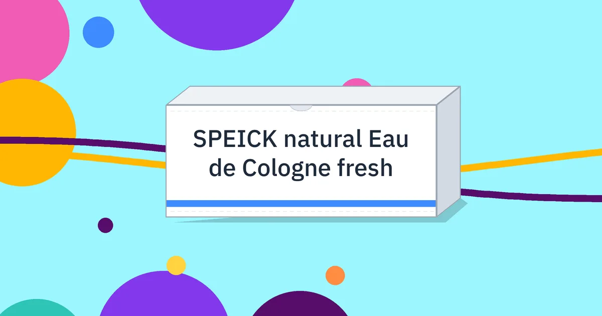 Symbolbild: Packung mit der Aufschrift SPEICK natural Eau de Cologne fresh (PZN 10964466) – Verfügbarkeit und Bezug in Apotheken in Frankfurt am Main