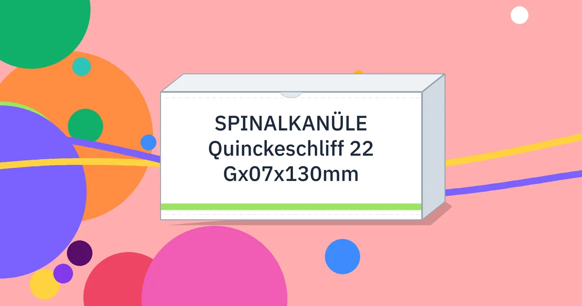 Symbolbild: Packung mit der Aufschrift SPINALKANÜLE Quinckeschliff 22 Gx07x130mm (PZN 16135736) – Verfügbarkeit und Bezug in Apotheken in Frankfurt am Main