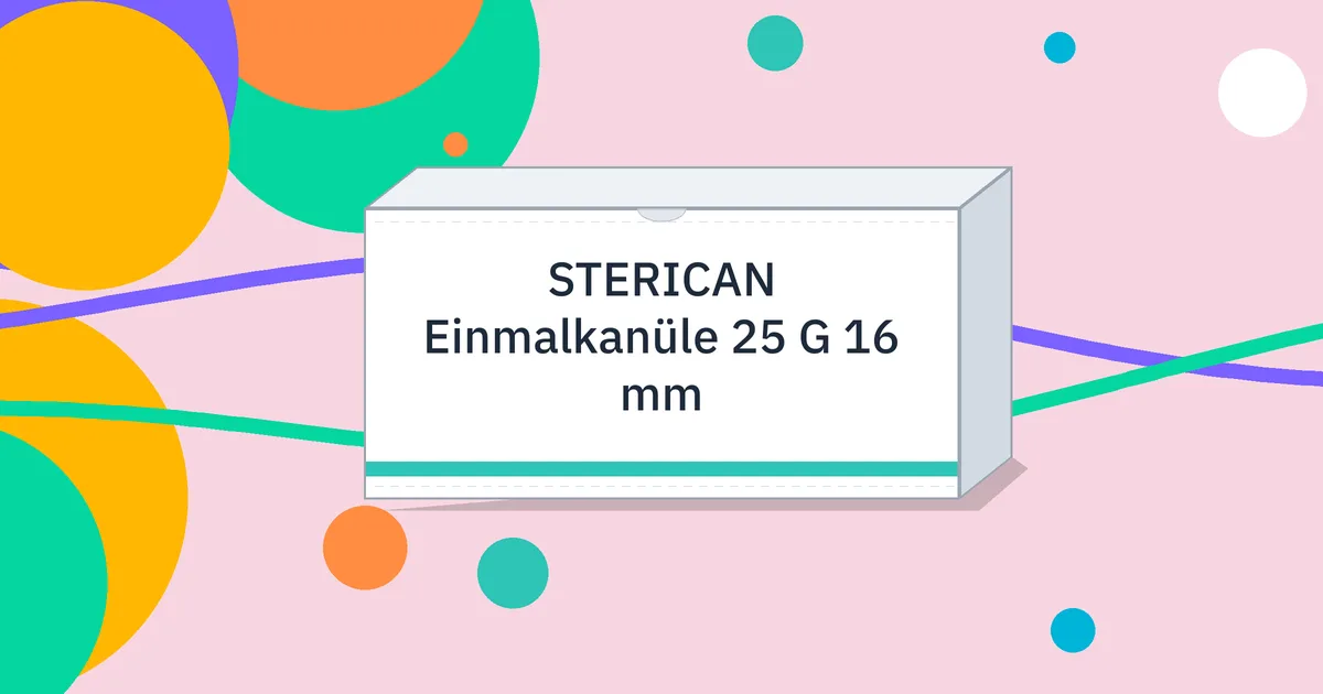 Symbolbild: Packung mit der Aufschrift STERICAN Einmalkanüle 25 G 16 mm (PZN 18746384) – Verfügbarkeit und Bezug in Apotheken in Frankfurt am Main