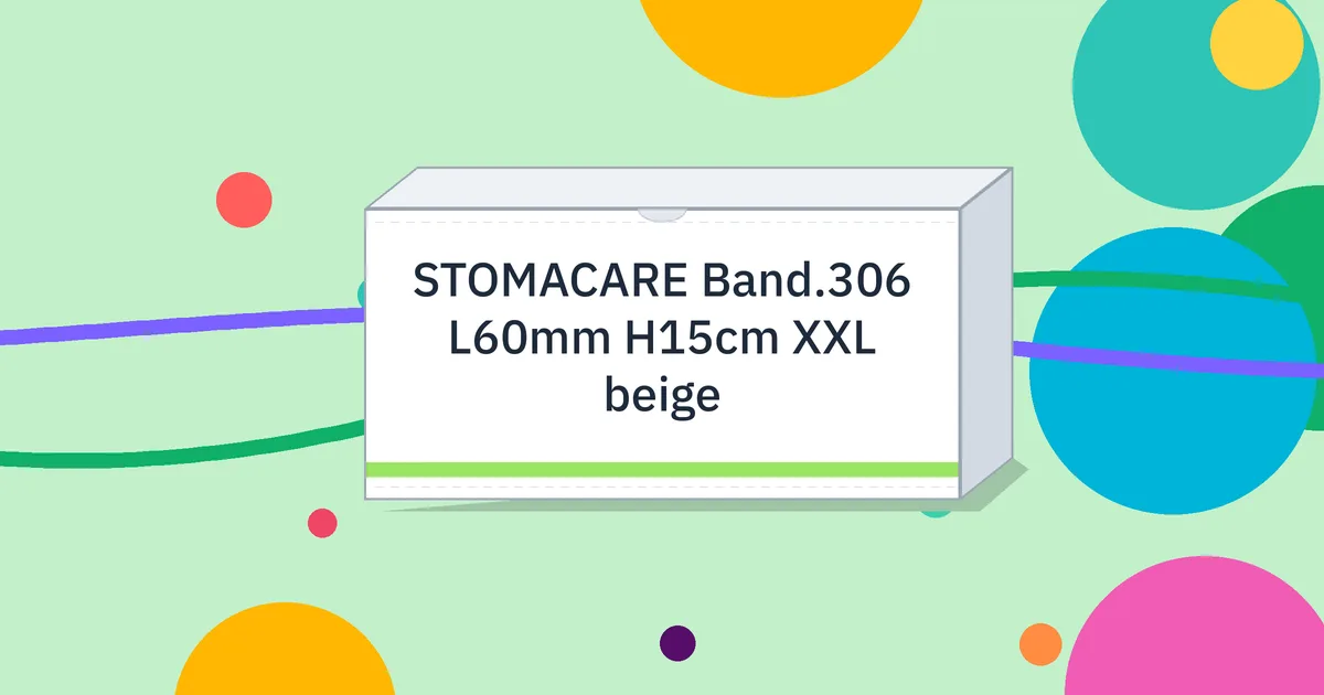 Symbolbild: Packung mit der Aufschrift STOMACARE Band.306 L60mm H15cm XXL beige (PZN 04307238) – Verfügbarkeit und Bezug in Apotheken in Frankfurt am Main