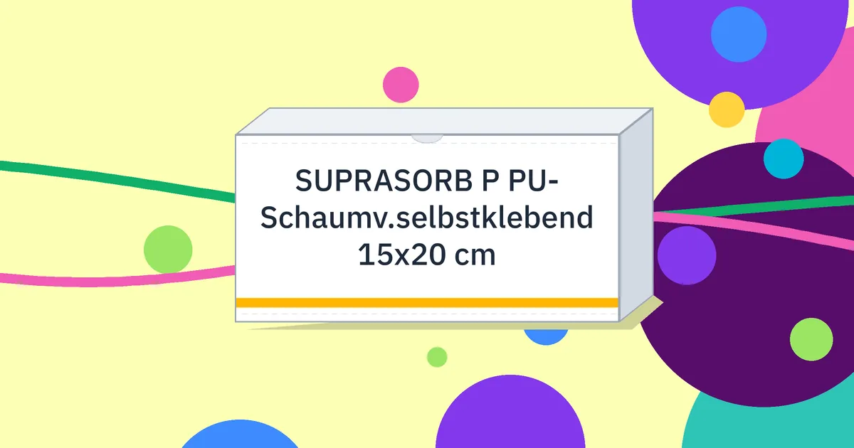 Symbolbild: Packung mit der Aufschrift SUPRASORB P PU-Schaumv.selbstklebend 15x20 cm (PZN 13345640) – Verfügbarkeit und Bezug in Apotheken in Frankfurt am Main
